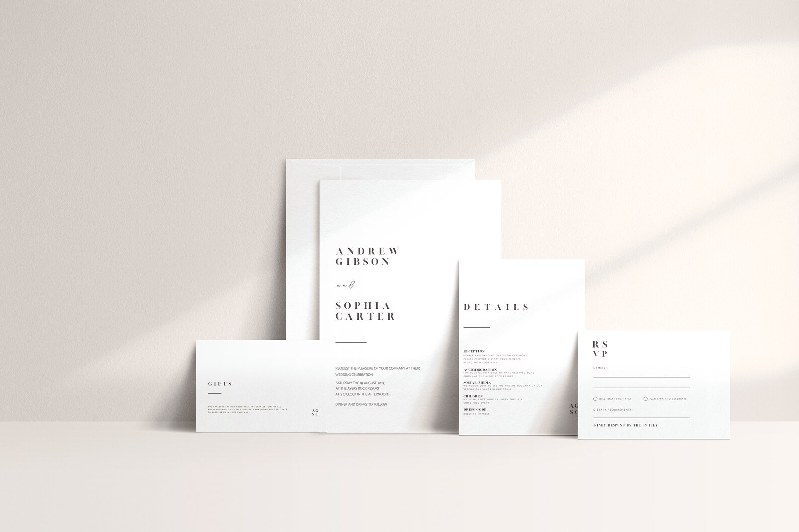 Minimalist Elegant Wedding Invitation, Modern Personalised Wedding ...