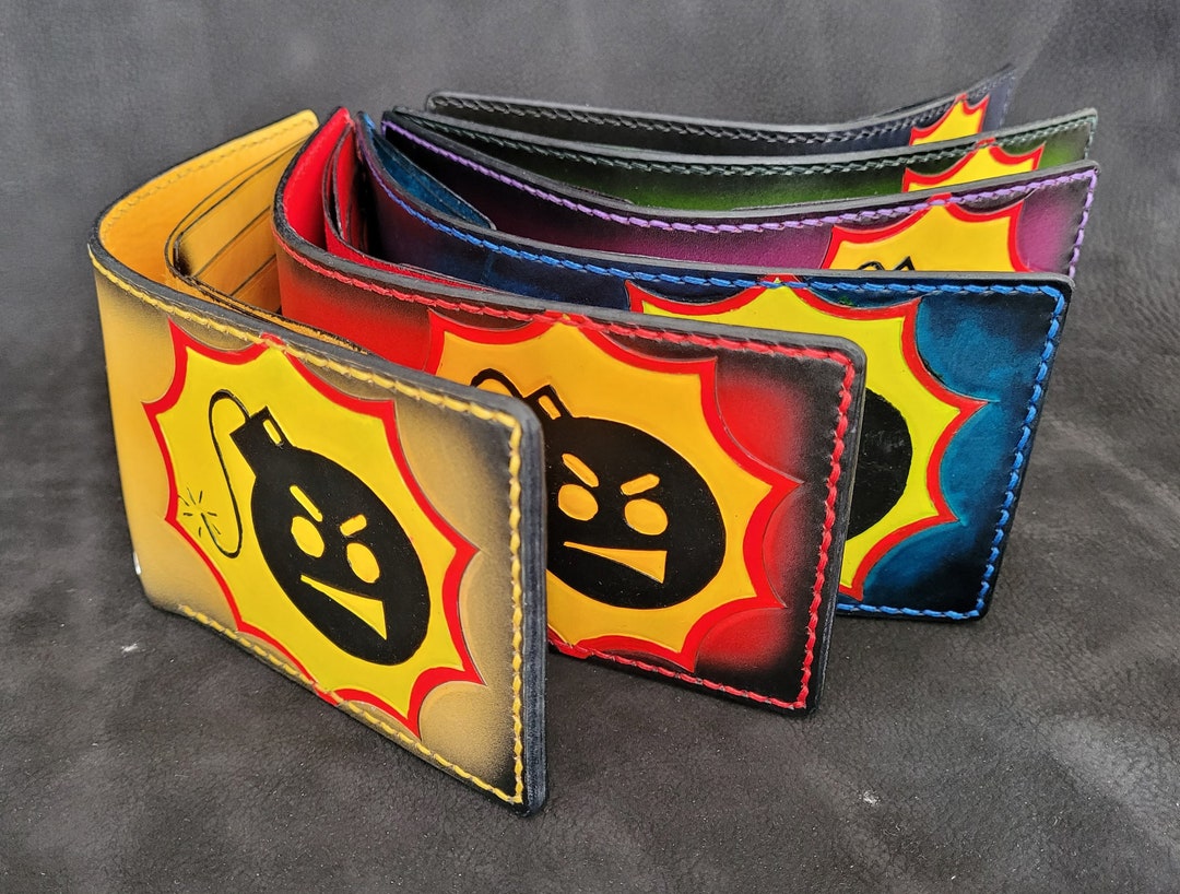 Handmade Leather Bifold Wallet With Serious Sam Logo - Etsy