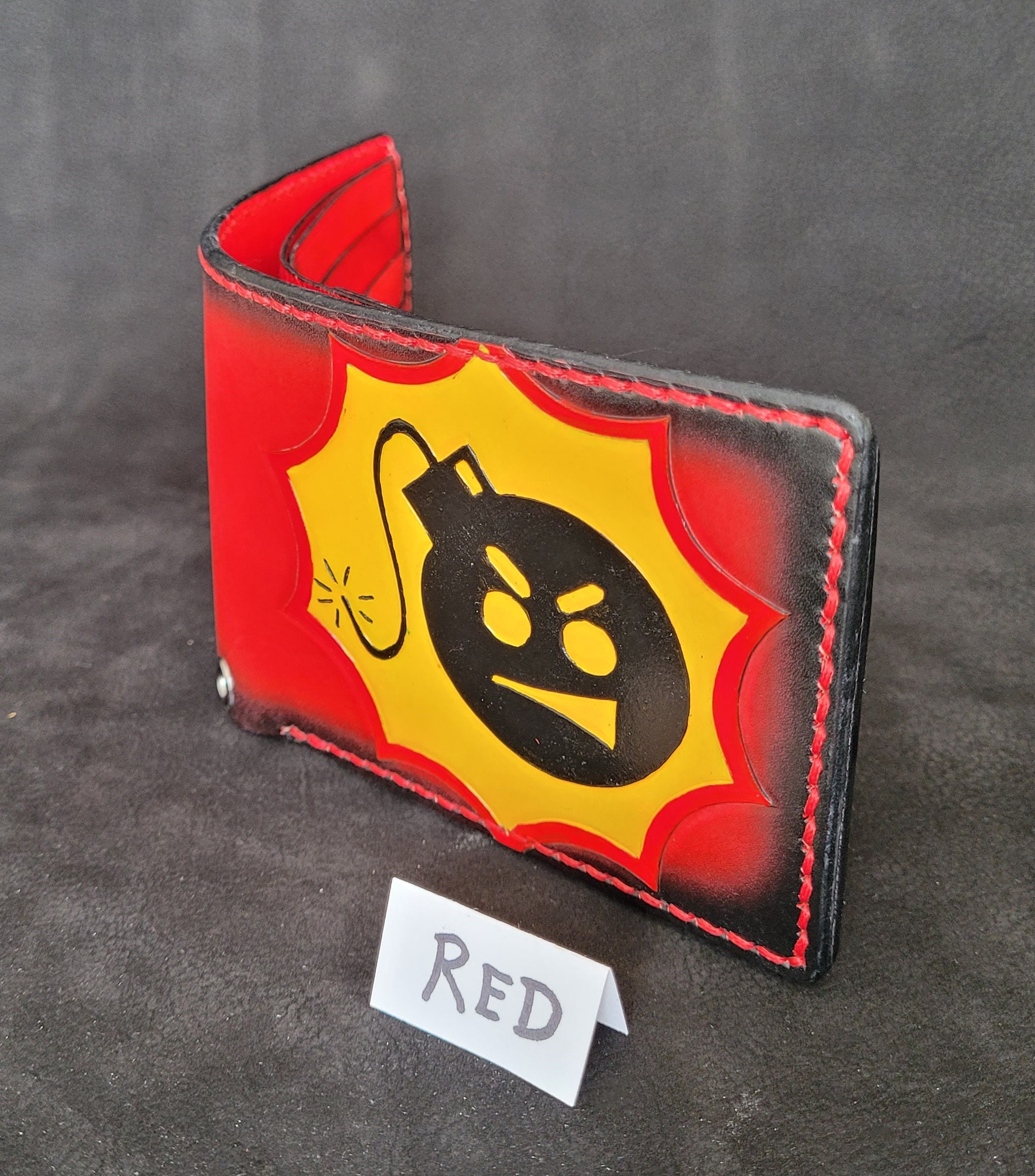 Handmade Leather Bifold Wallet With Serious Sam Logo - Etsy