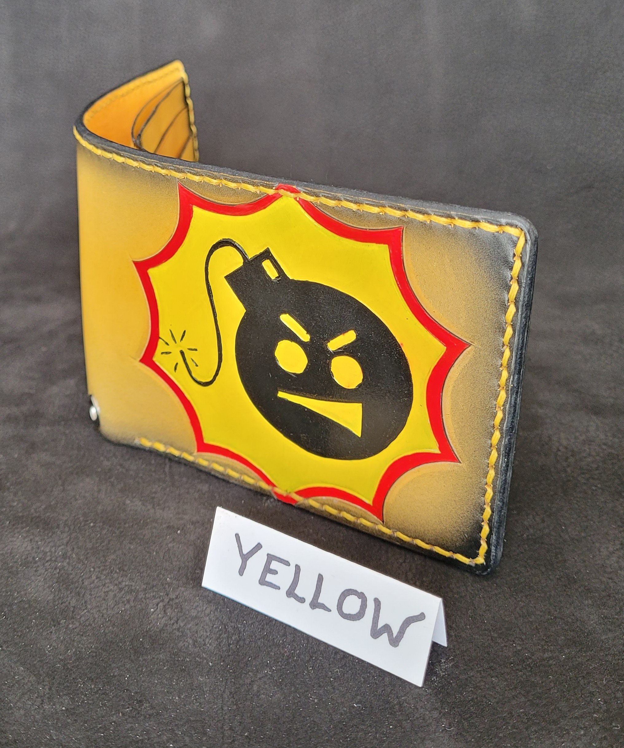 Handmade Leather Bifold Wallet With Serious Sam Logo - Etsy
