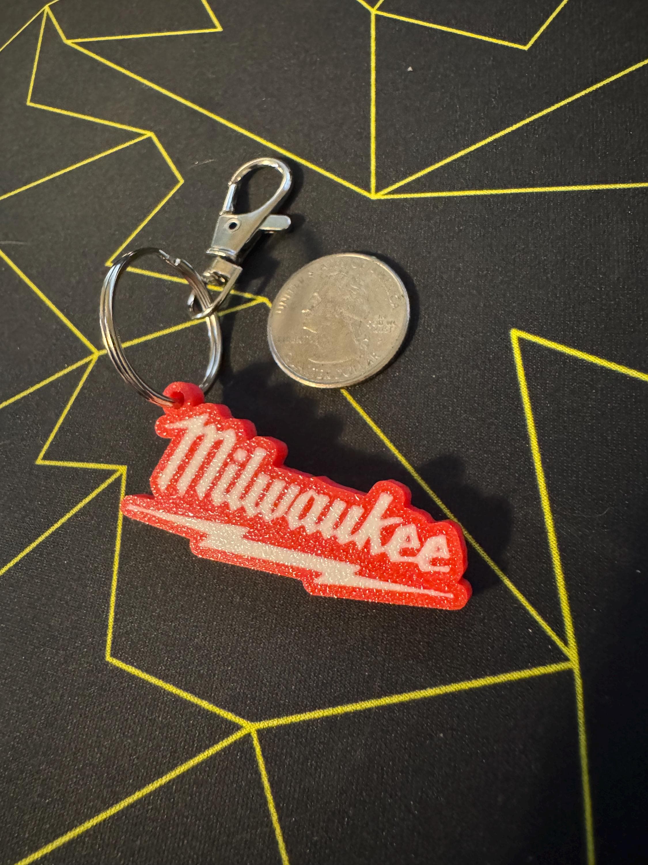 3D Printed Milwaukee Keychain With Keyring - Etsy