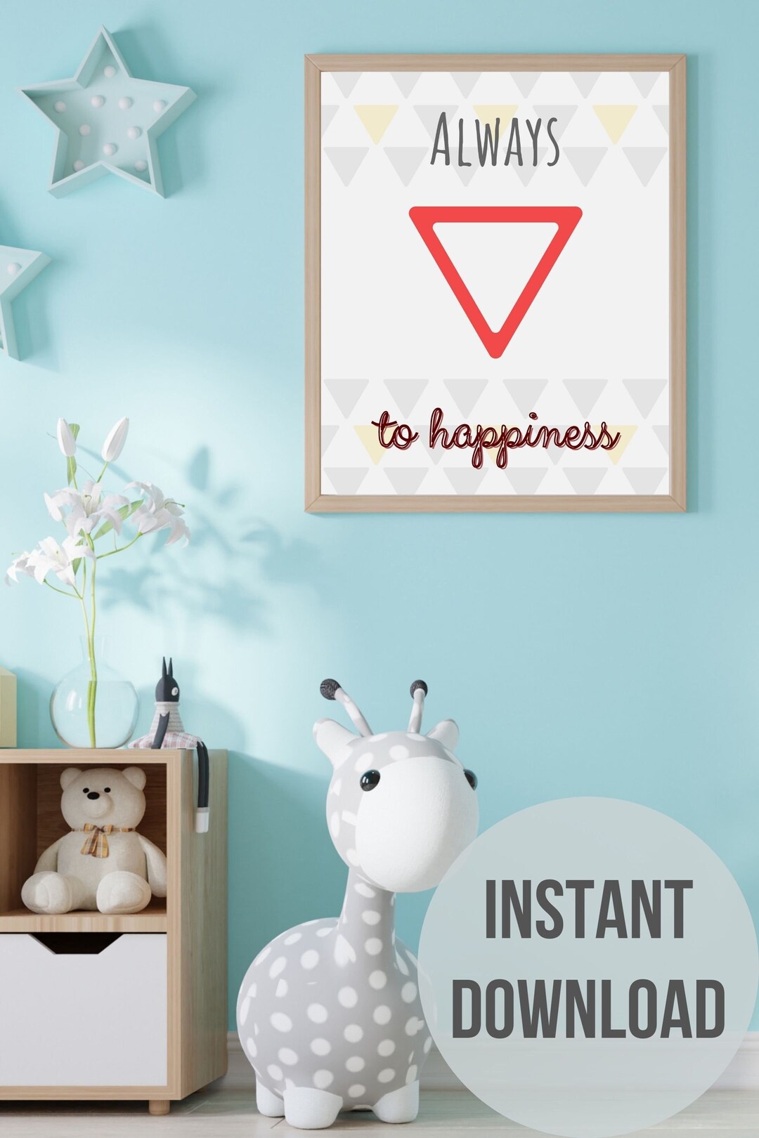 Yield Sign Printable Wall Art for Nursery, Boy Room, Girl Room or ...