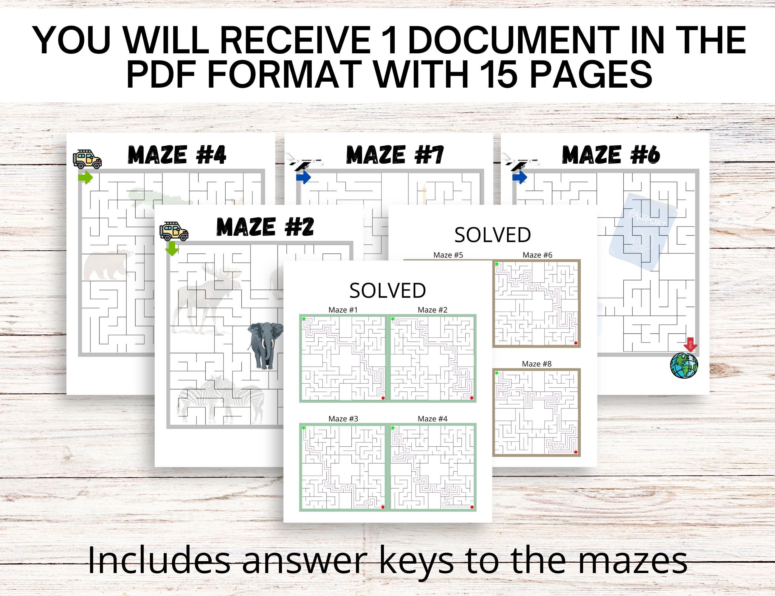 8 Fun Mazes and 5 Colouring Pages for Kids Printable PDF - Etsy
