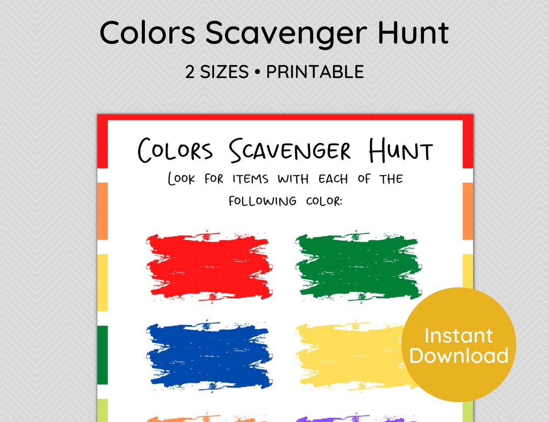 Scavenger Hunt, Colors Scavenger Hunt, Kids Game Activity, Printable ...