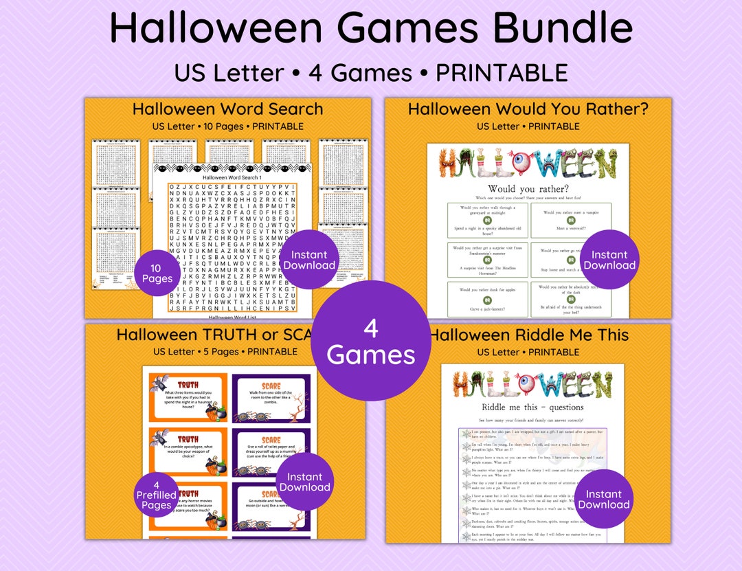 Halloween Games Bundle, Word Search, Riddle Me This, Truth or Scare ...