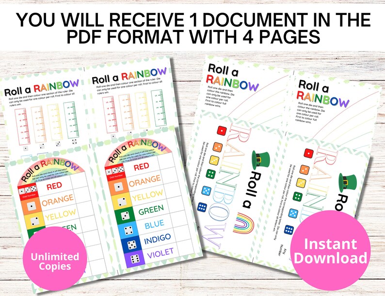 4 Roll a Rainbow Dice Games for Kids | Party Games | Printable PDF - Etsy