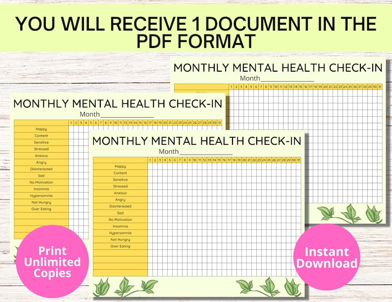 Monthly Mental Health Tracker, Self-care Tracker Printable | Letter ...