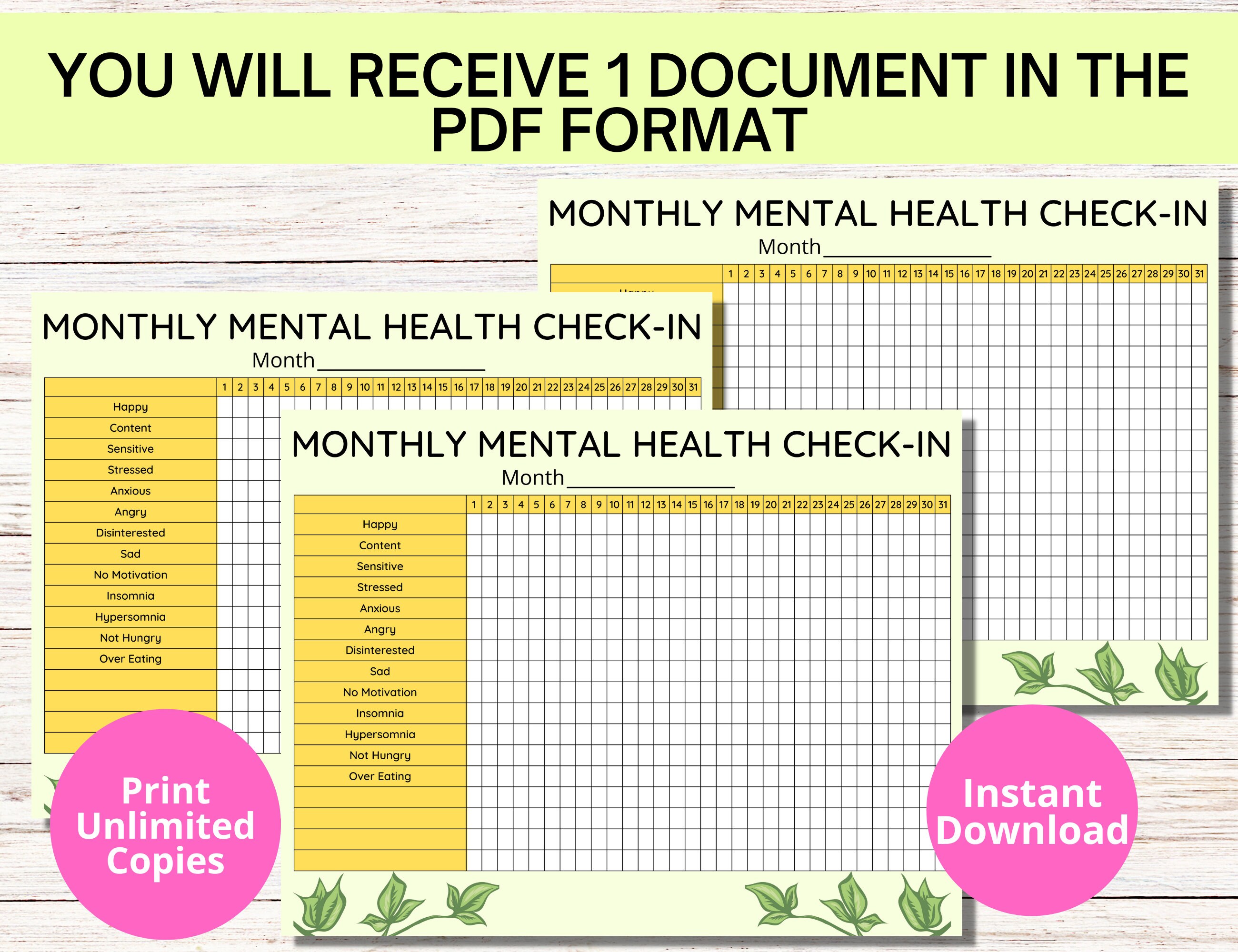 Monthly Mental Health Tracker, Self-care Tracker Printable | Letter ...