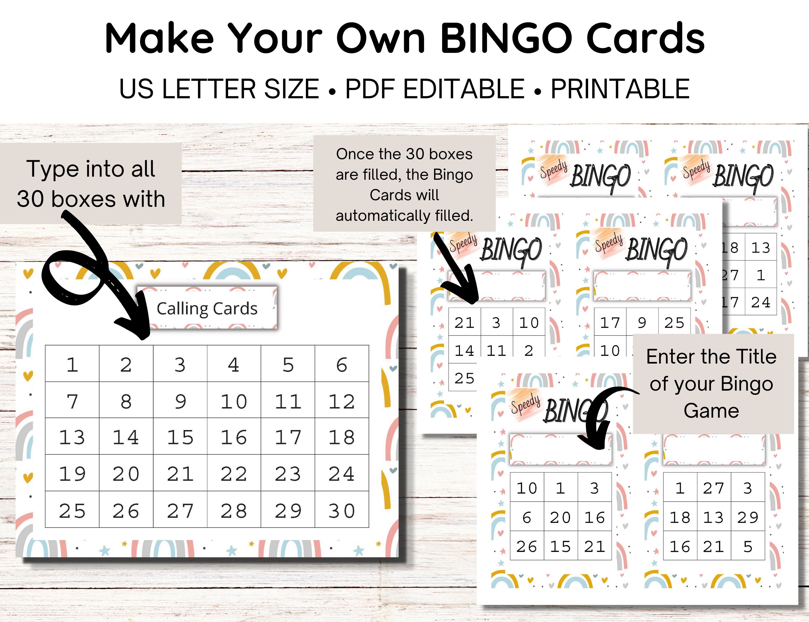 Make Your Own BINGO Cards | Speedy Bingo | PDF Editable | Printable - Etsy