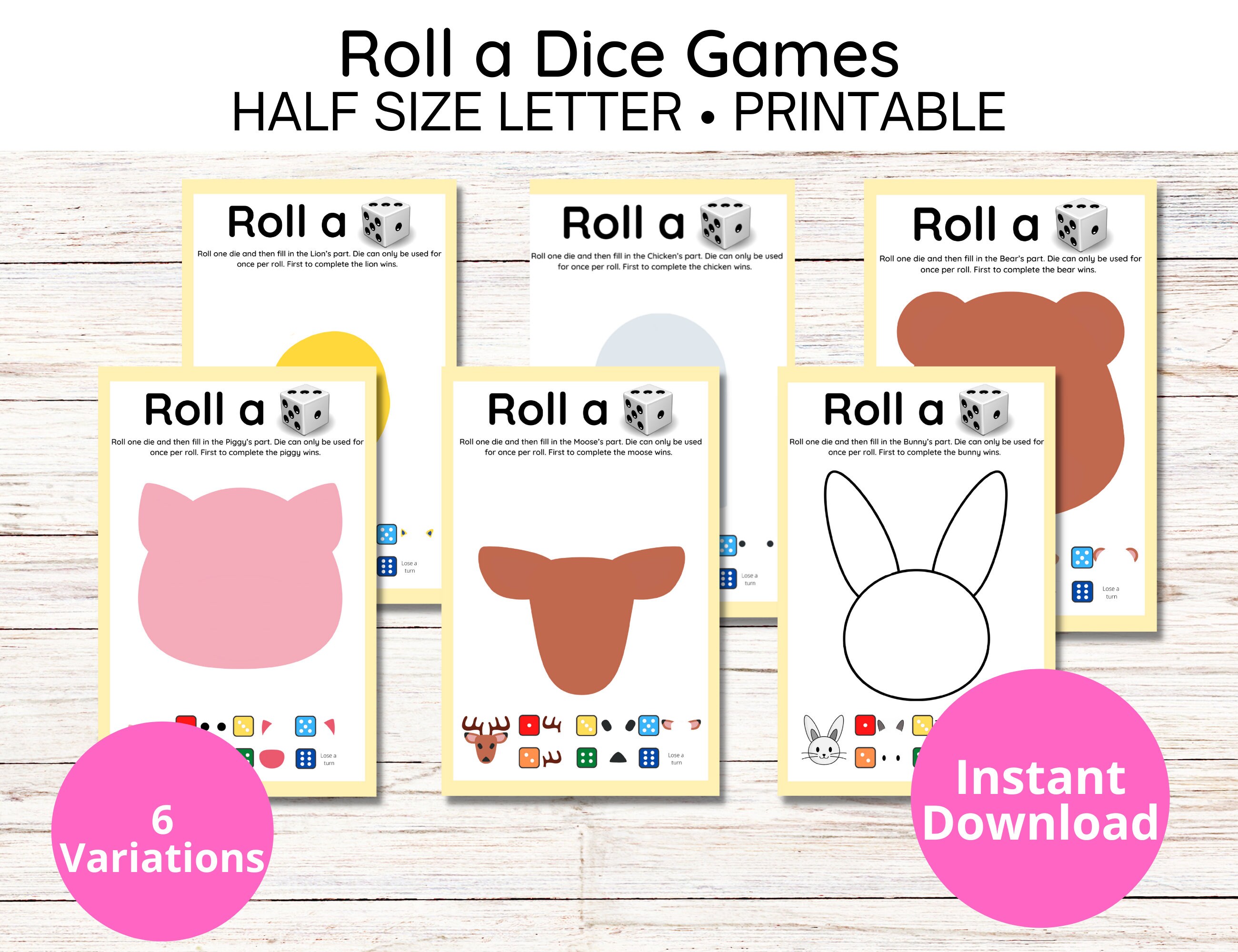 6 Roll a Dice Games for Kids Party Games Printable PDF - Etsy