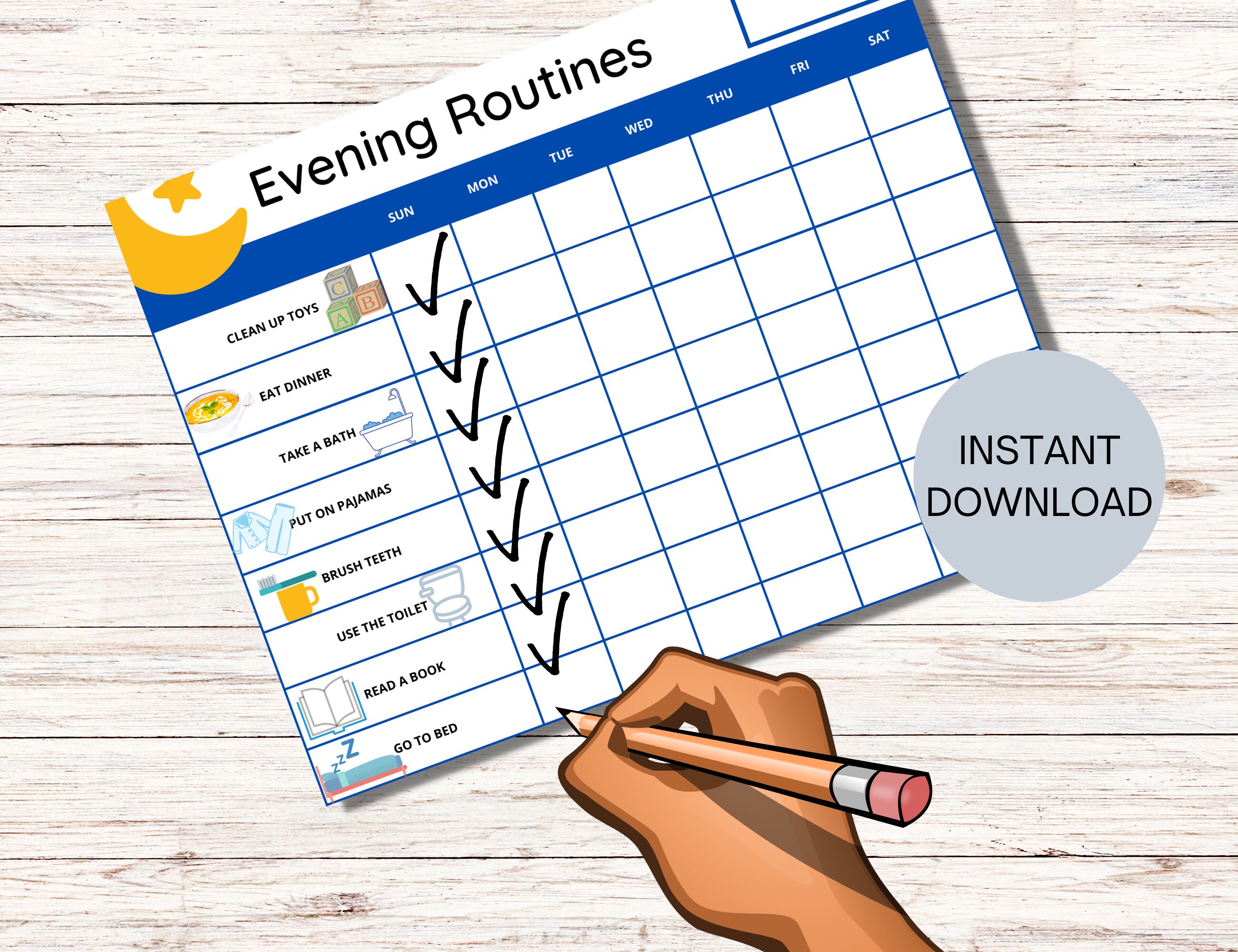 Morning and Bedtime Routine Charts for Kids With Book Tracker ...