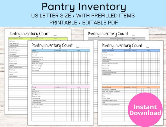 Food Inventory Sheet