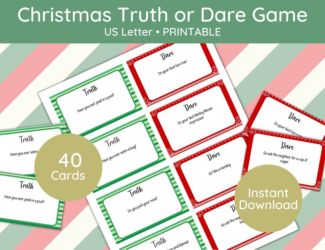 Christmas Truth or Dare Game, Christmas Game Activity, Holidays Party ...
