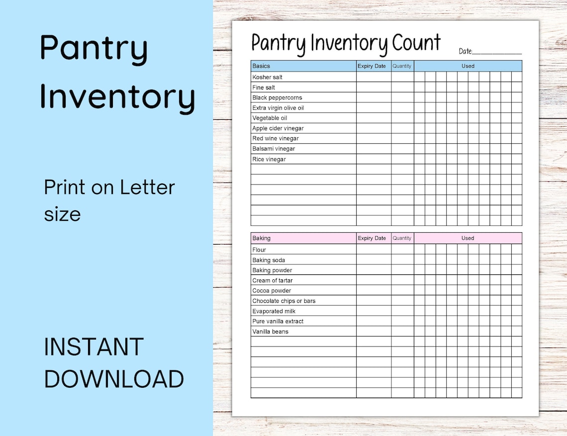 Pantry Inventory Template | Food Inventory | Printable | Editable PDF ...