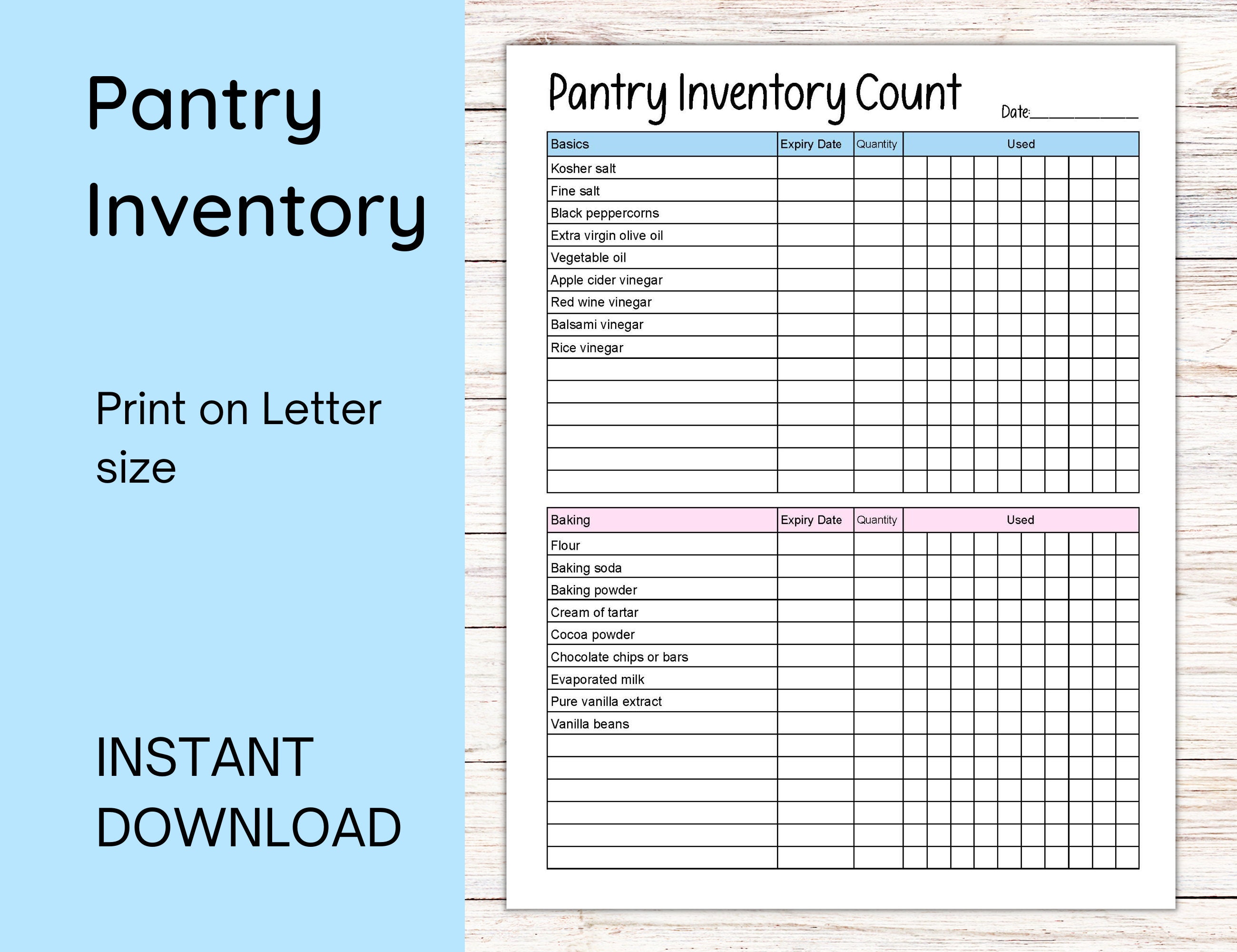 Pantry Inventory Template | Food Inventory | Printable | Editable PDF ...
