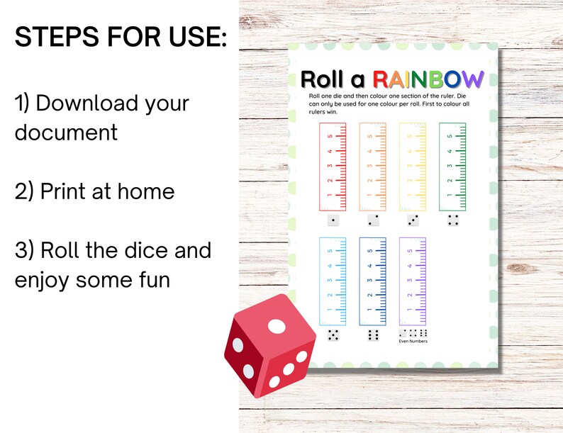 4 Roll a Rainbow Dice Games for Kids | Party Games | Printable PDF - Etsy