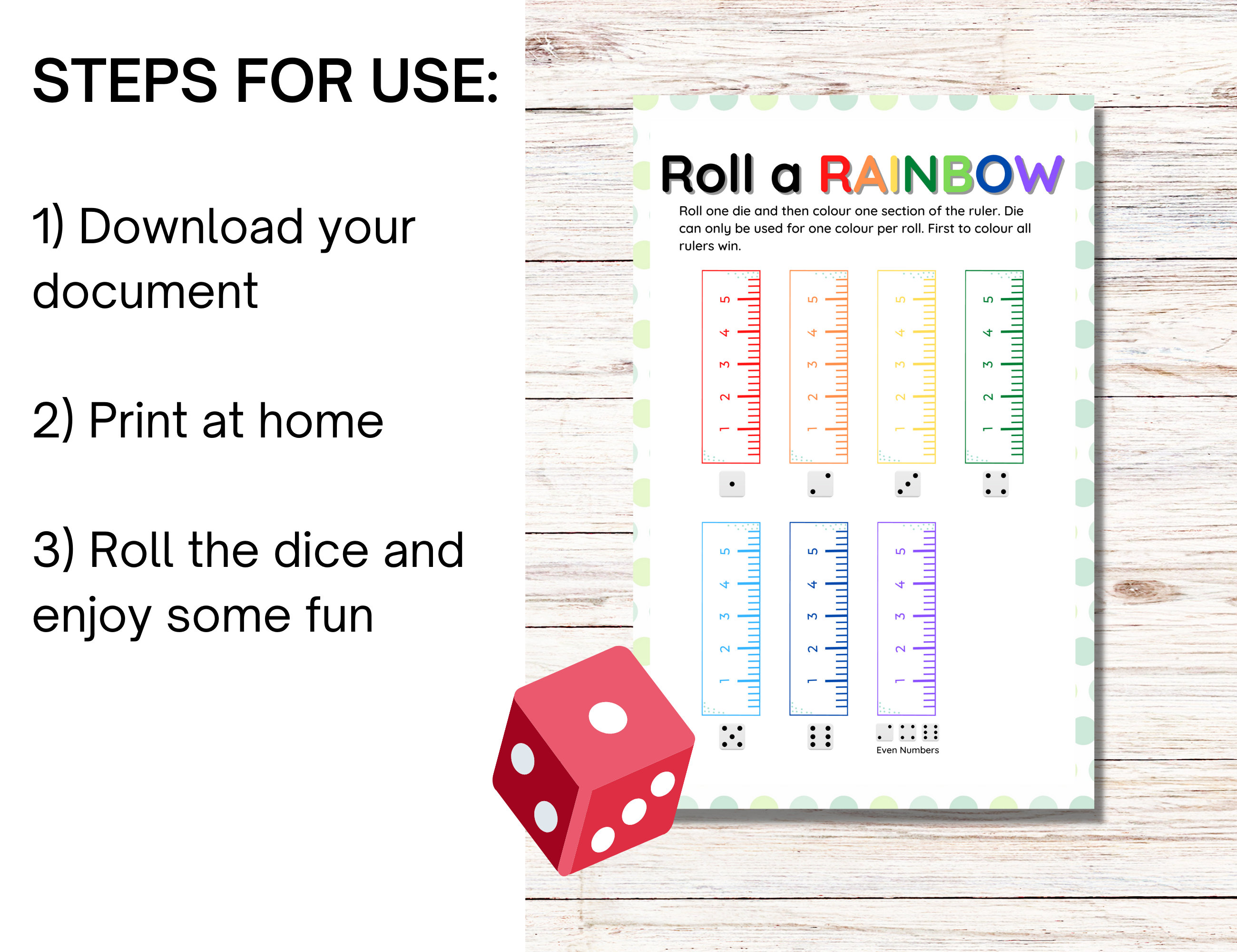 4 Roll a Rainbow Dice Games for Kids | Party Games | Printable PDF - Etsy