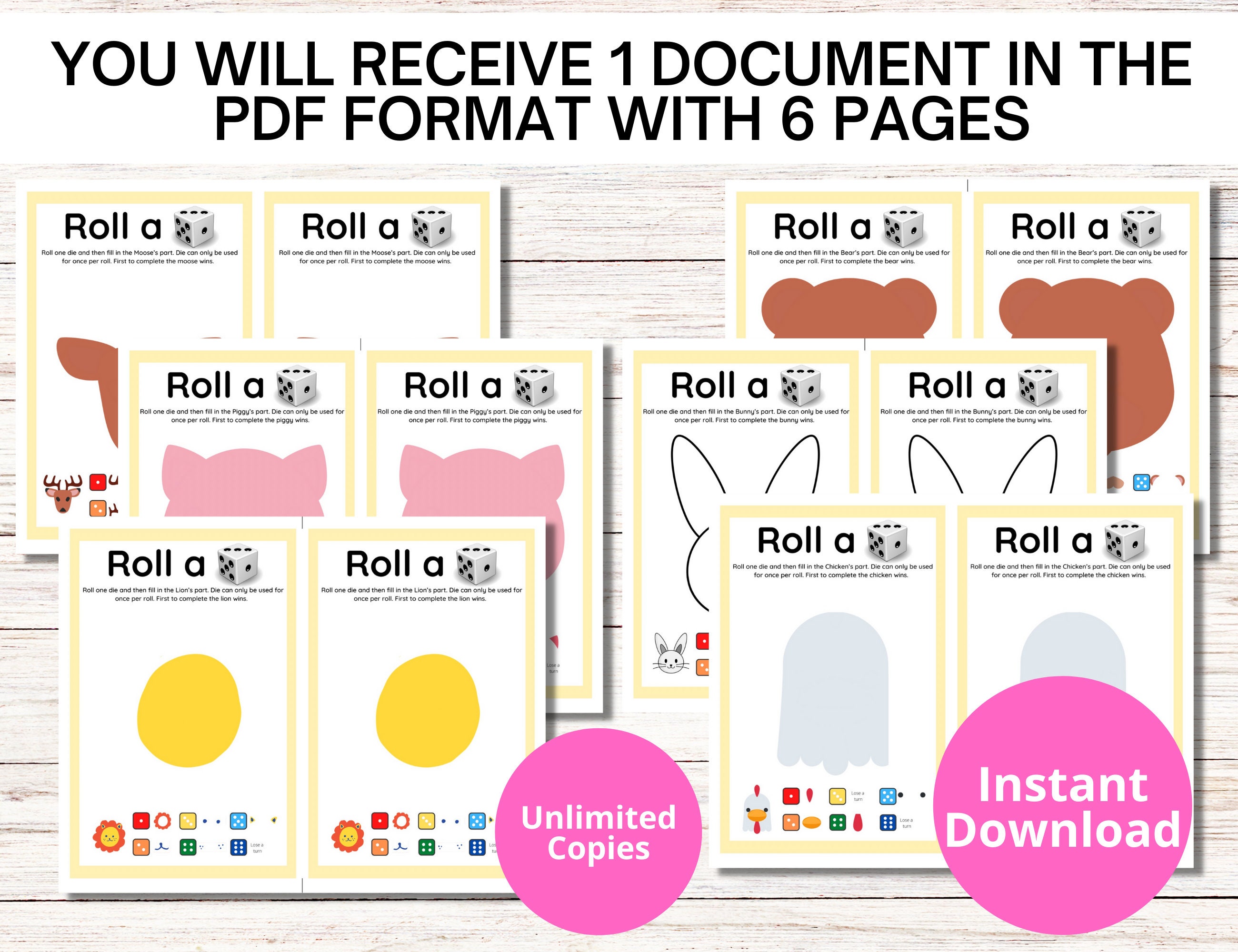 6 Roll a Dice Games for Kids Party Games Printable PDF - Etsy