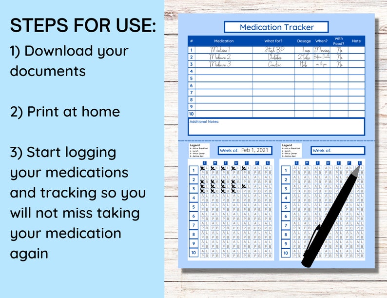 Medication Tracker Printable Template, Medicine Log | Letter Size & A4 ...