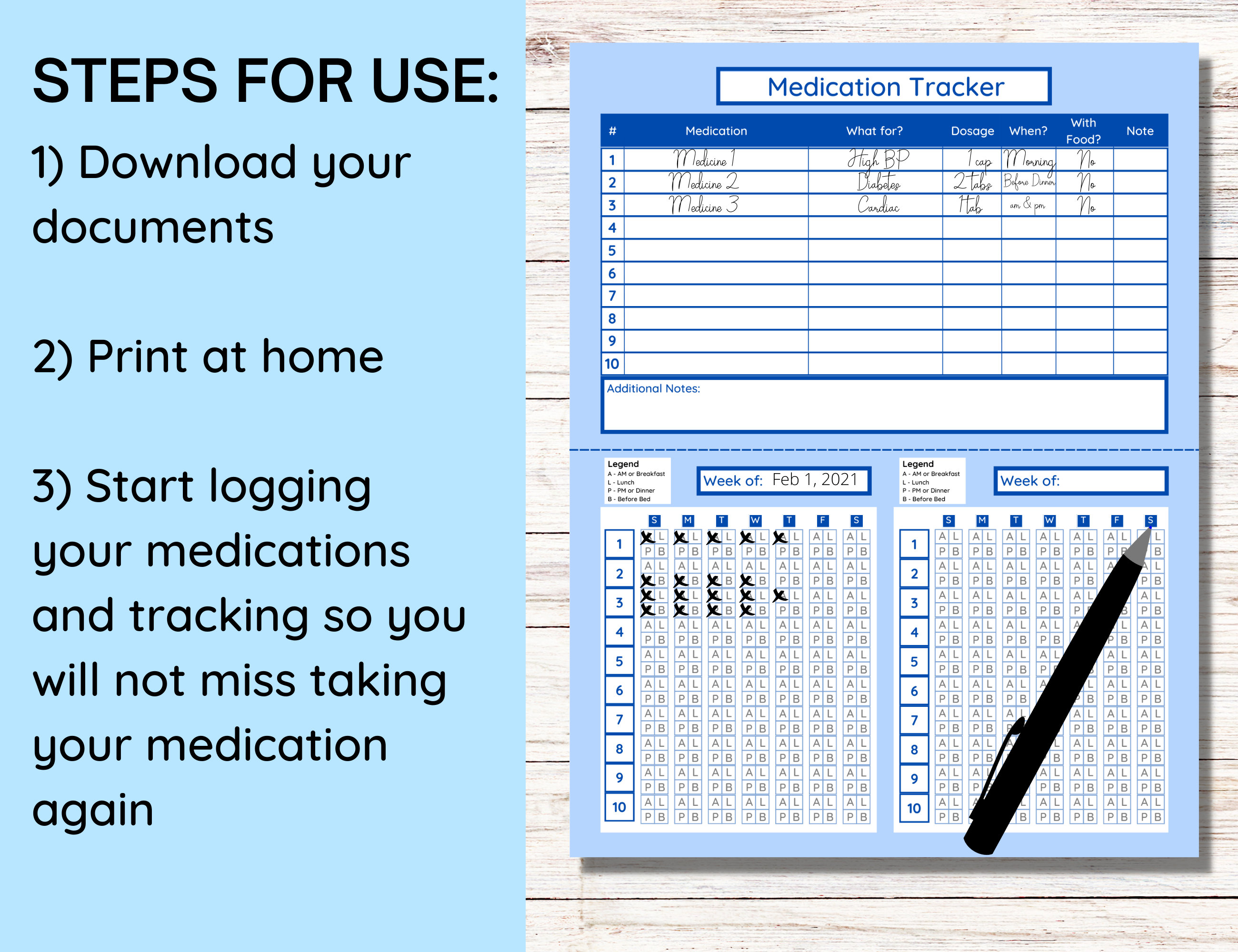 Medication Tracker Printable Template, Medicine Log | Letter Size & A4 ...