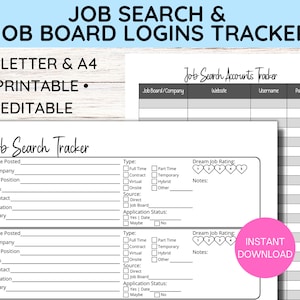 Job Application Tracker, Job Search Tracker, Job Boards Login Tracker ...