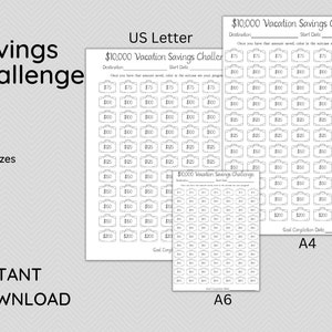 10k Vacation Savings Challenge, Savings Tracker Printable | Letter Size ...