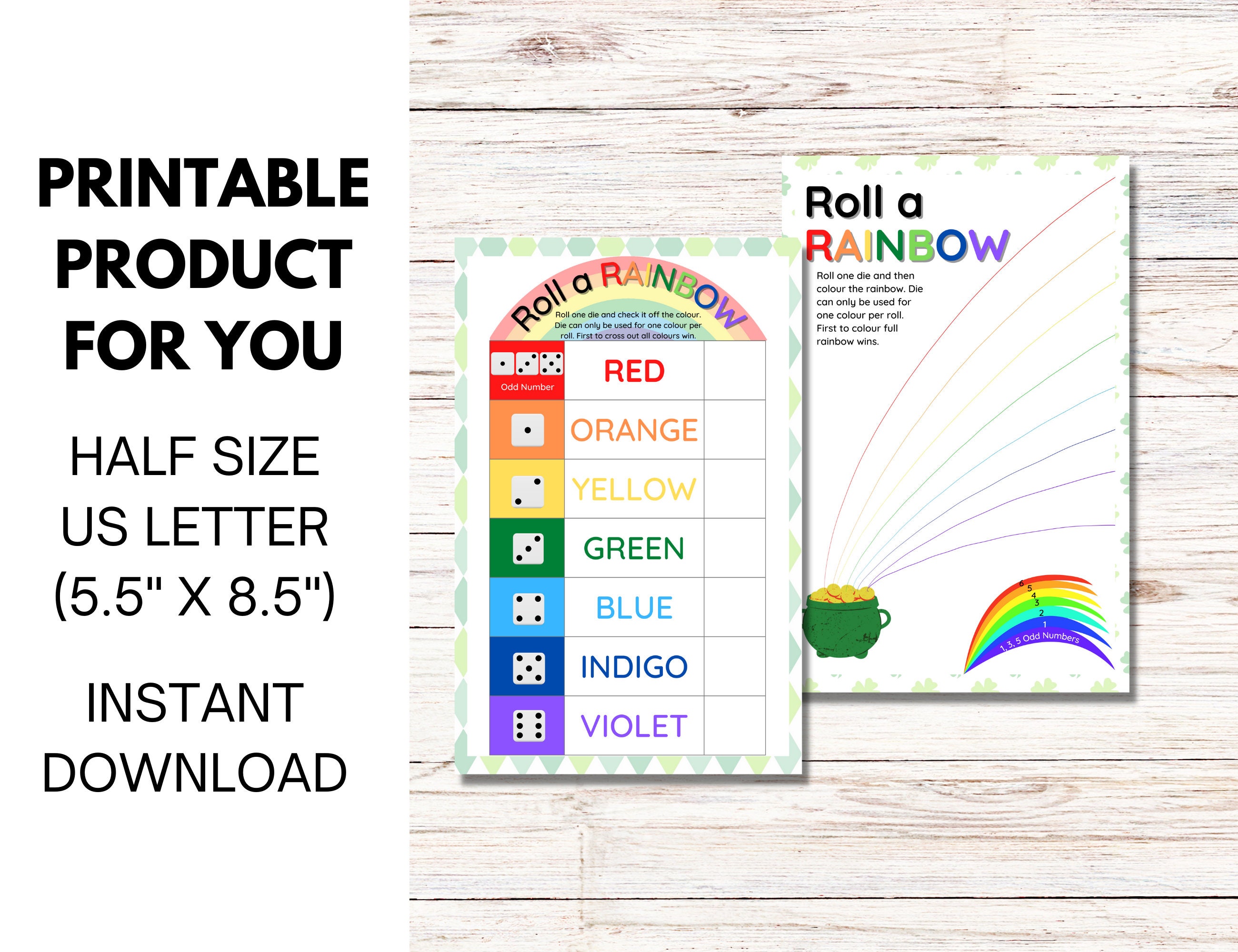 4 Roll a Rainbow Dice Games for Kids | Party Games | Printable PDF - Etsy