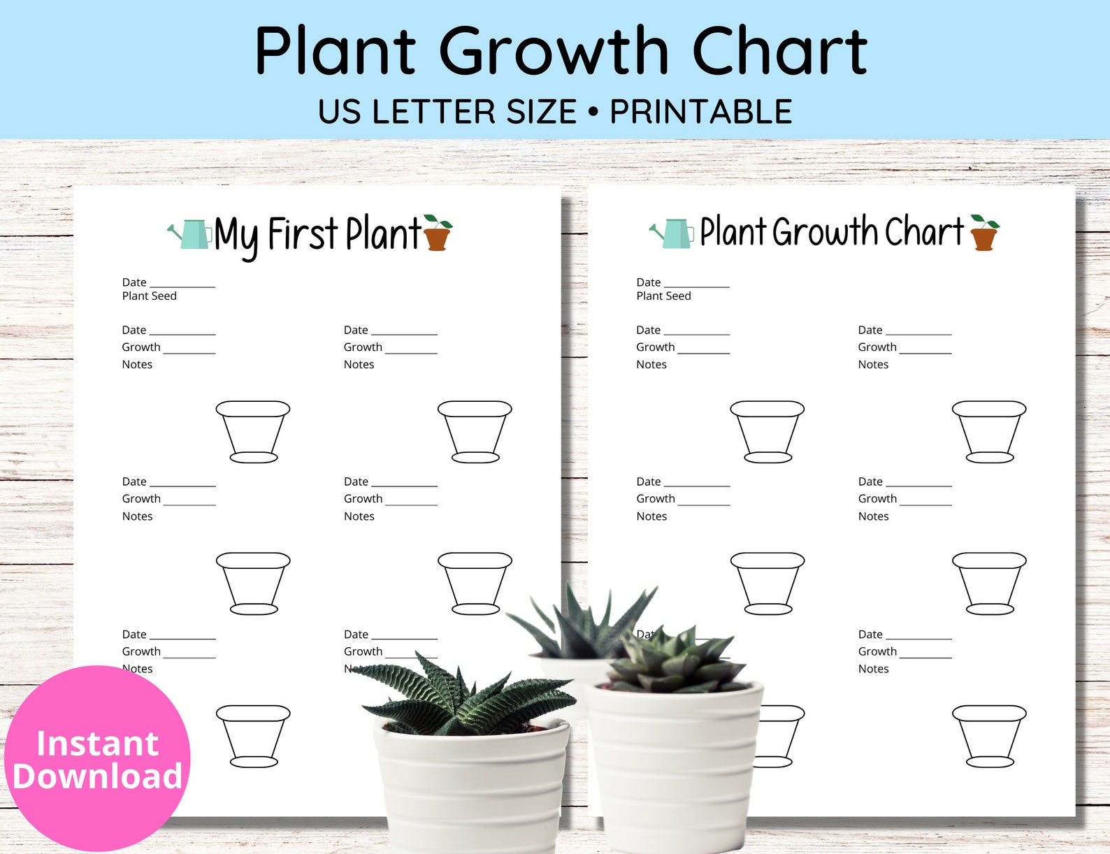 Kids Plant Growth Chart: First Plant Log (US Letter PDF) - Etsy