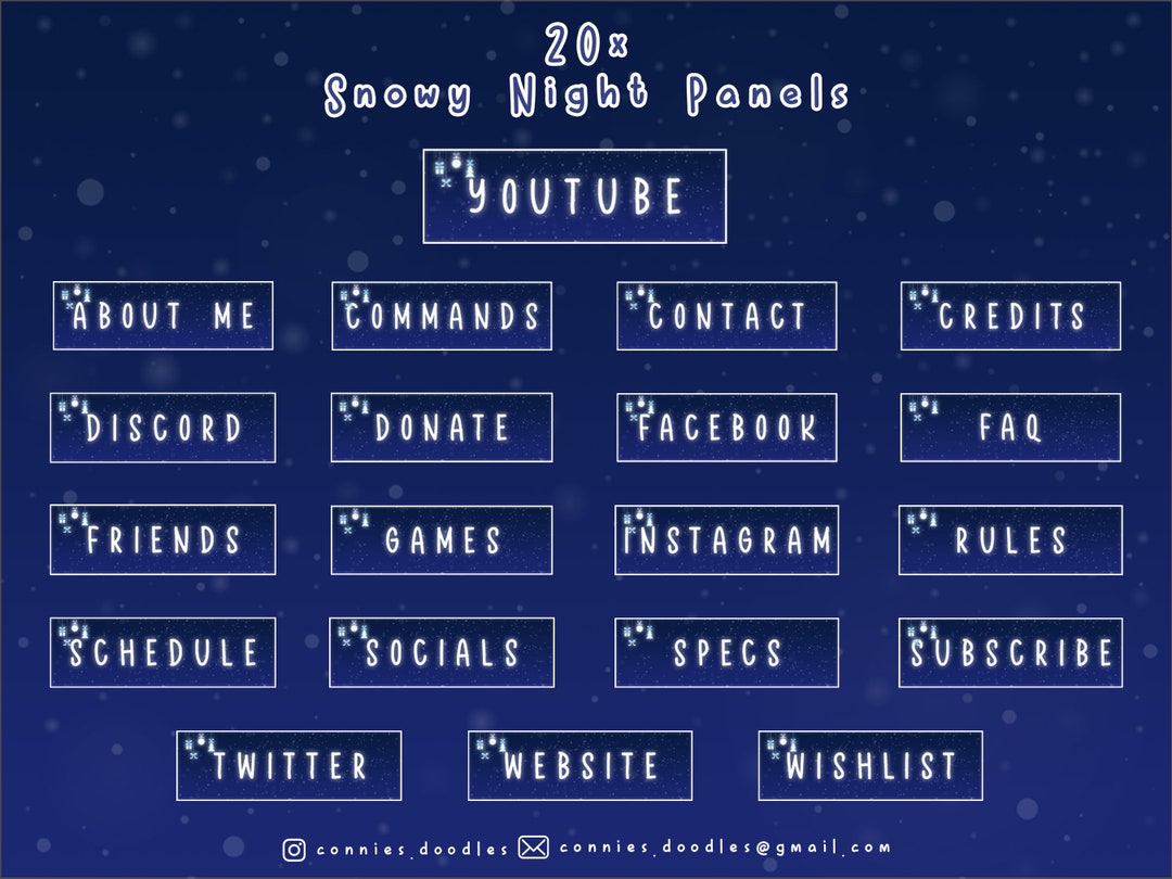 20x Twitch Snowy Night Panels Blau und Weiß Winter Stream Panels ...