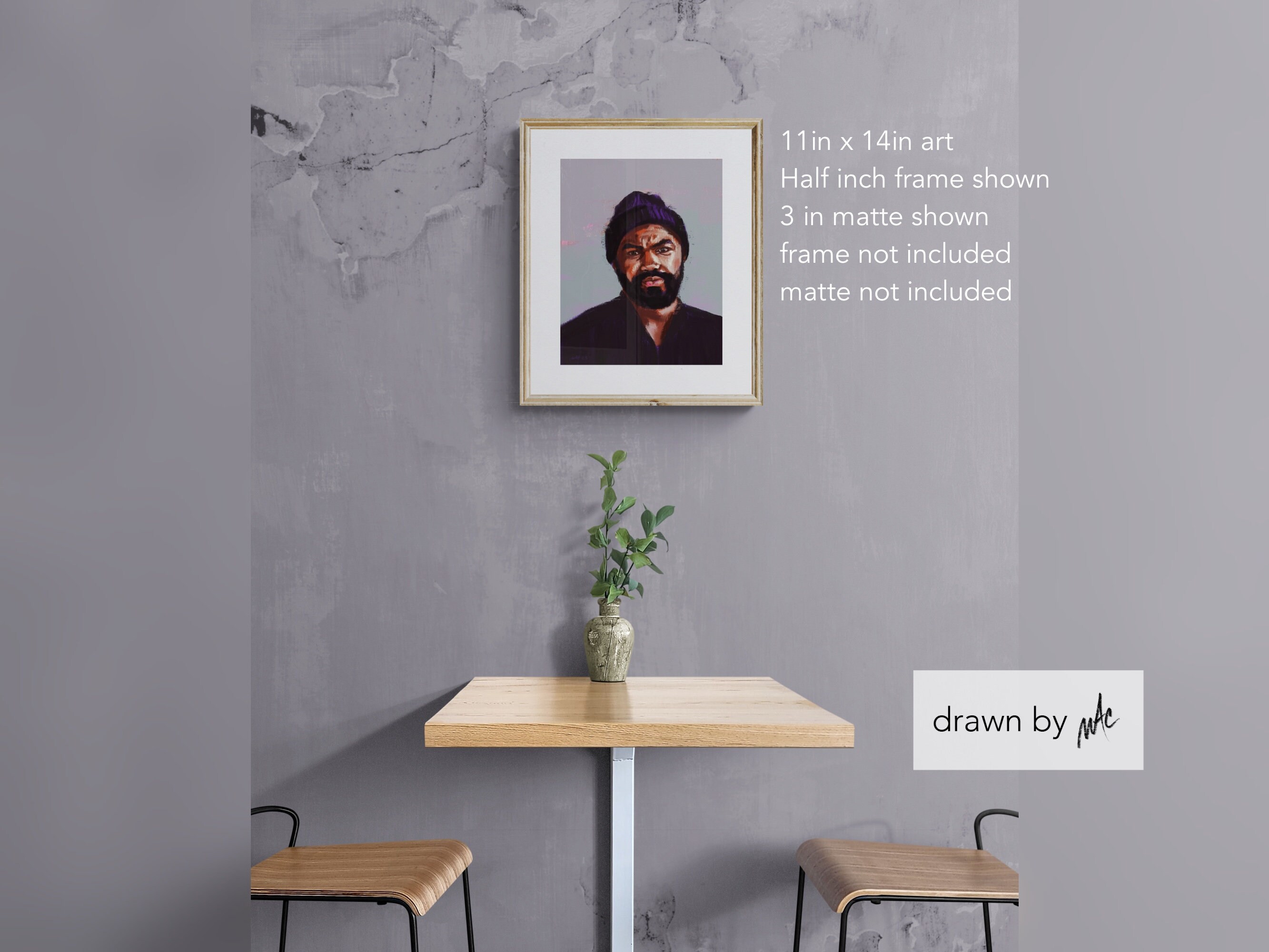 Black Male Modern Portrait, BIPOC Art Print of Original the Steadfast ...