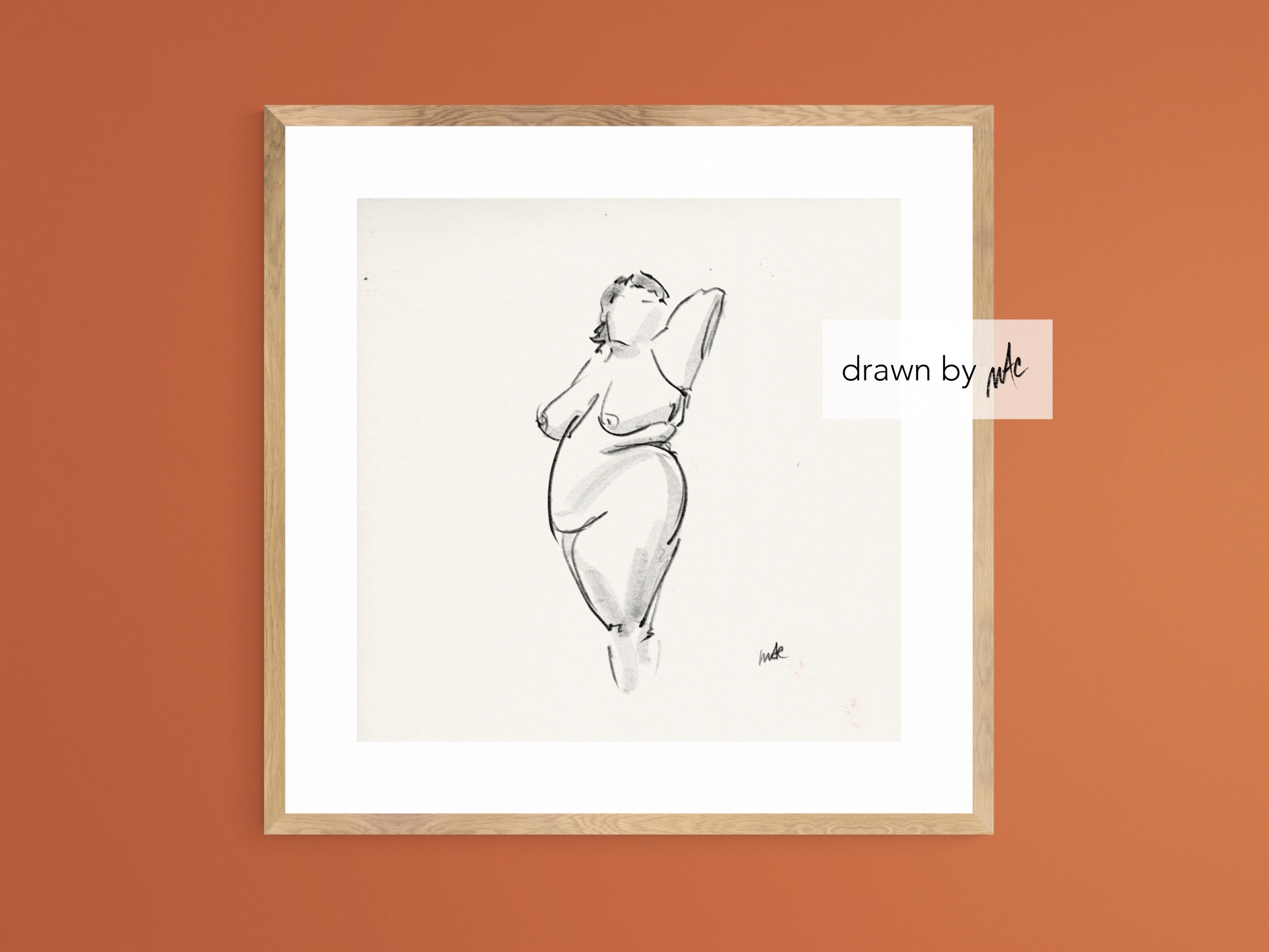 Figure Drawing of Standing Female, Body Positive Art, Art Print From My ...