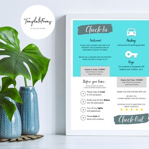 1 Page Check In/out Instructions for Airbnb, VRBO, STR Hosts, Fully ...