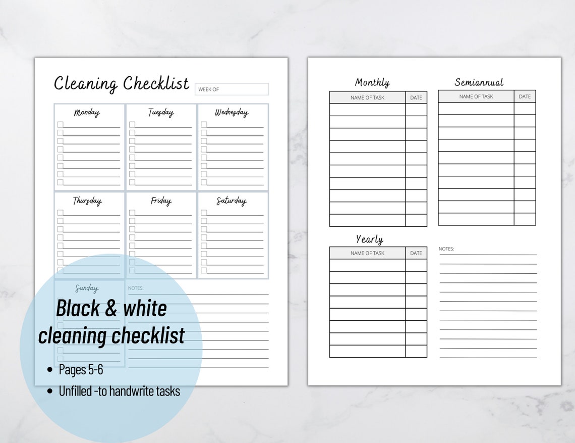 Cleaning Checklist, Household Chores, Spring Cleaning Printable ...