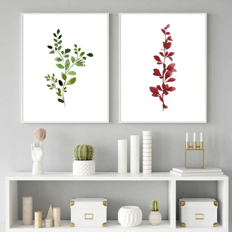 Botanical Prints Set of 9, Botanical Wall Decor, Plants, Flower Market ...