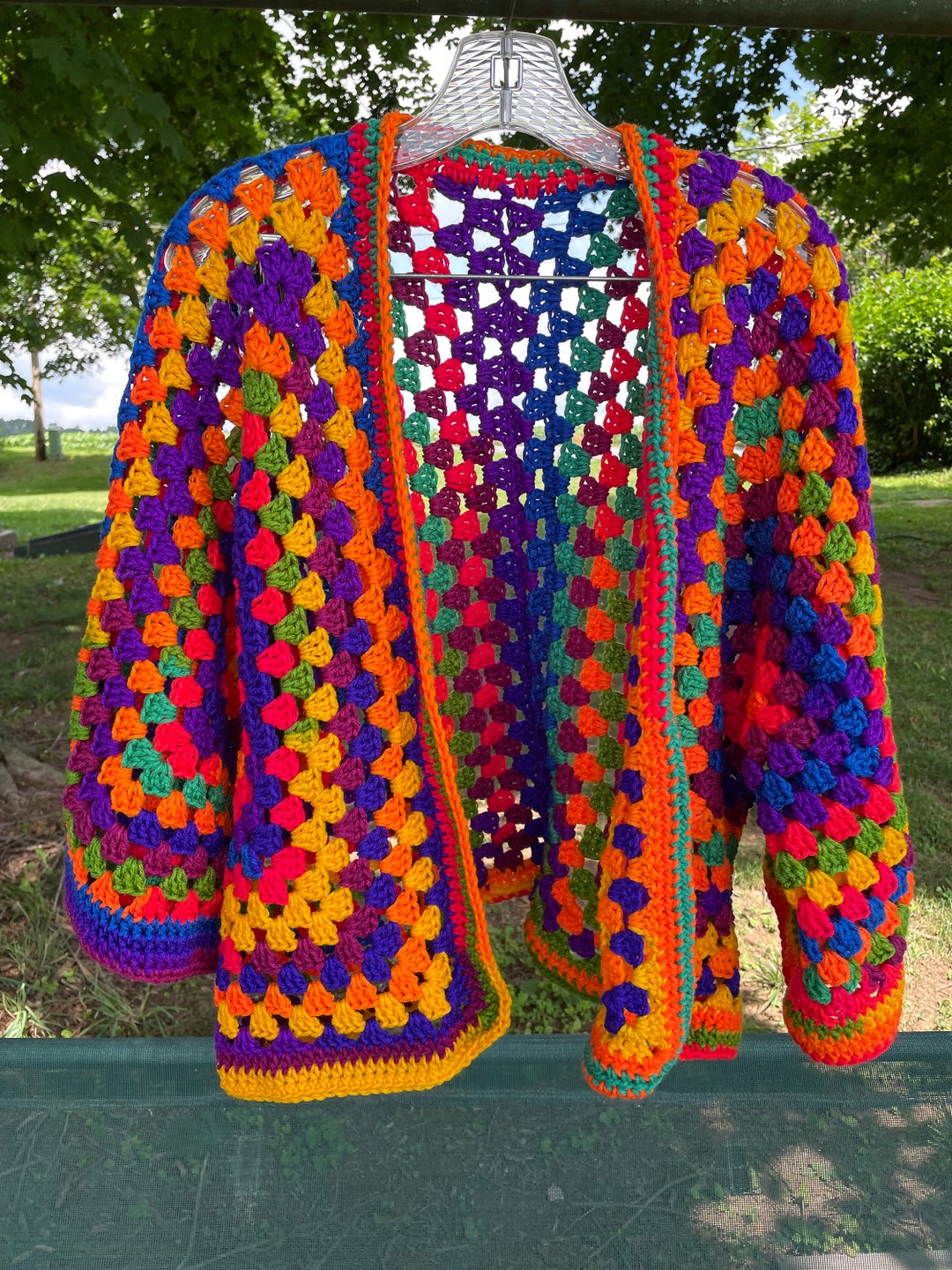 Colorful Crochet Granny Hexagon Cardigan - Etsy