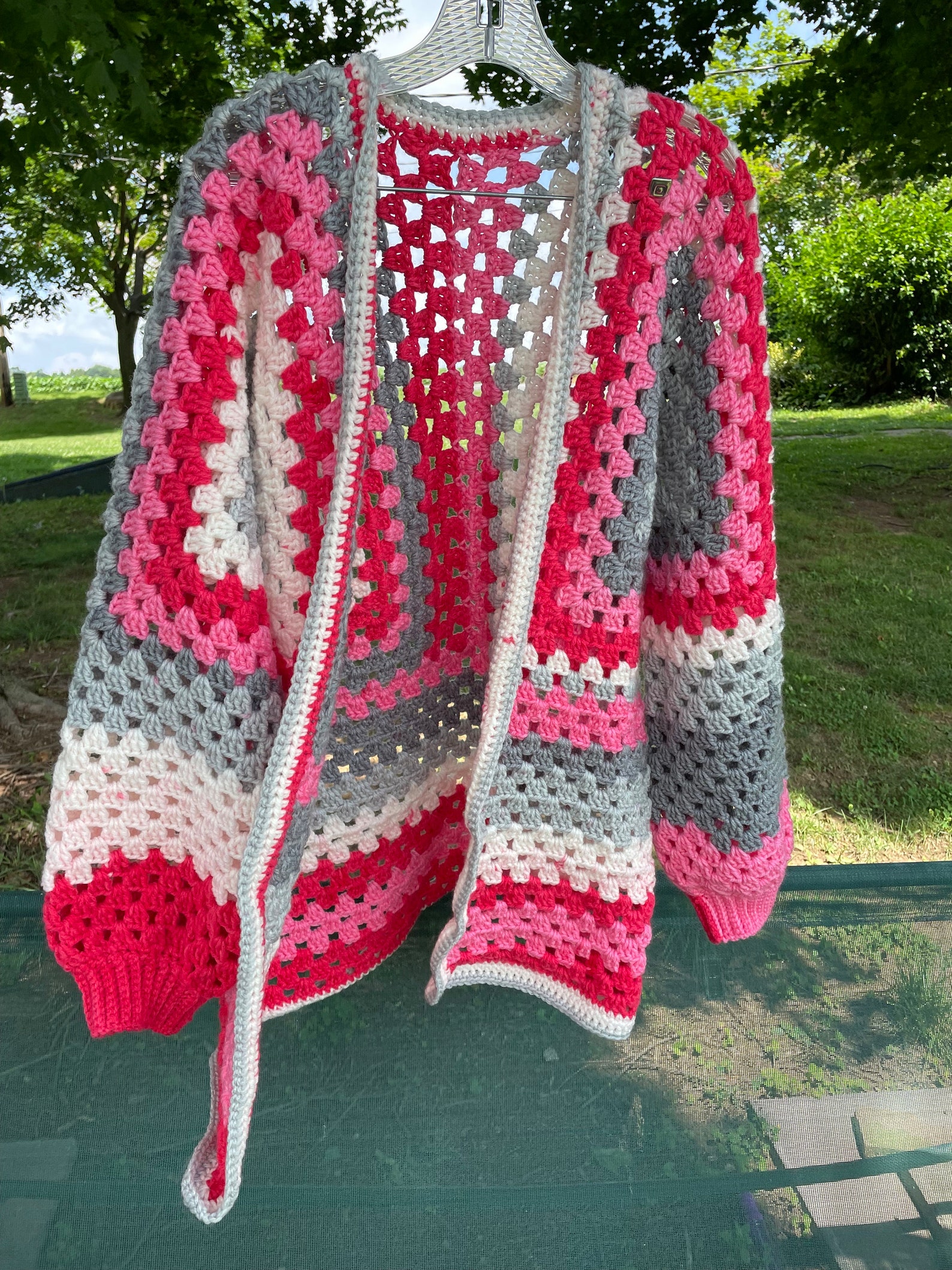Crochet Granny Hexagon Cardigan Pink - Etsy