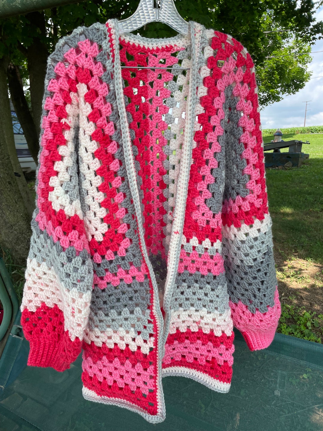 Crochet Granny Hexagon Cardigan Pink - Etsy