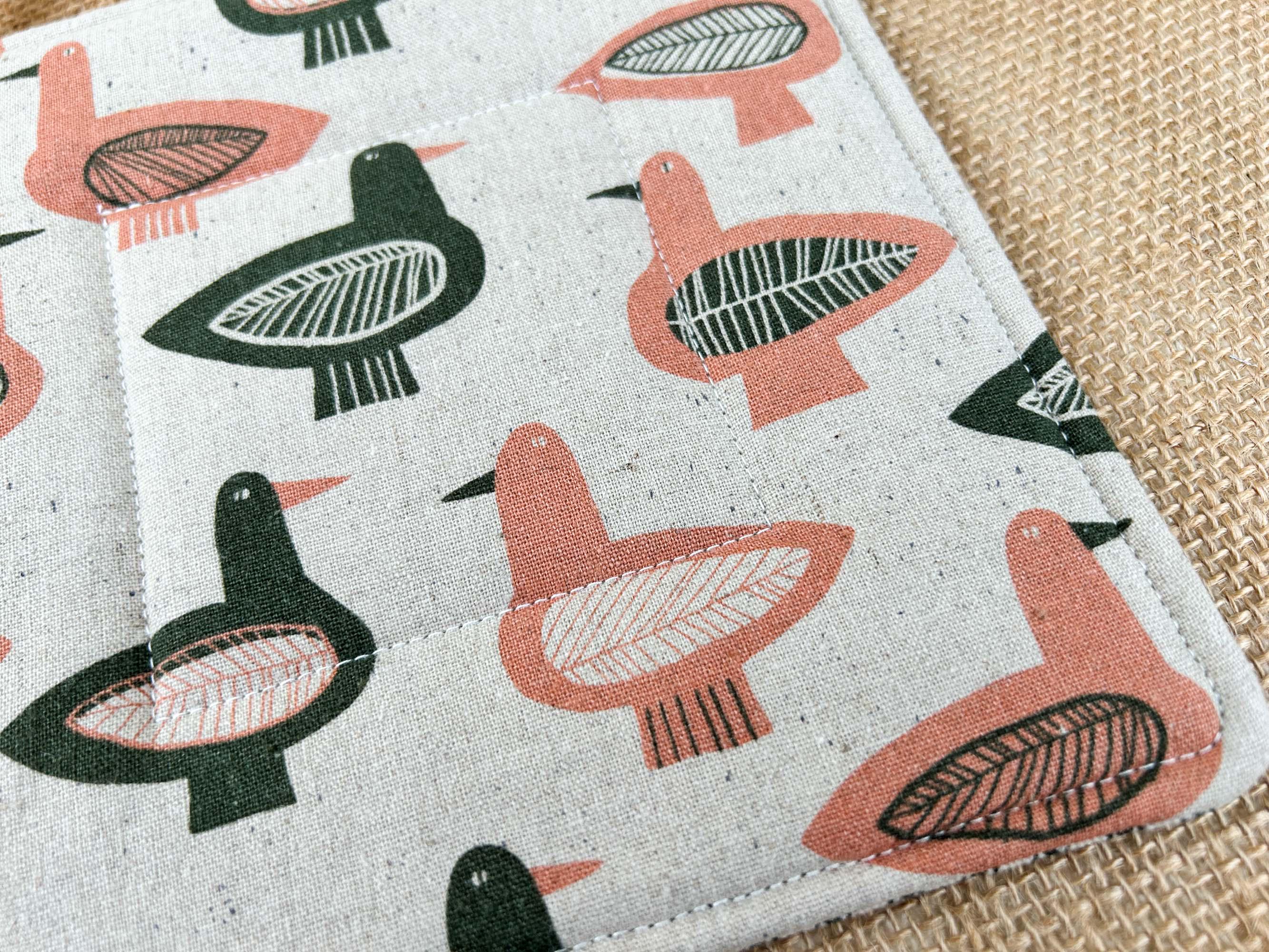 Handmade 7.5" Pot Holder / Hot Pad - Green and Coral Birds - Etsy