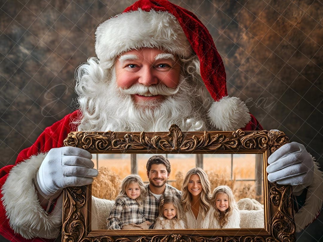 Santa Digital Template for Photoshop & Canva | Christmas Frame PNG ...