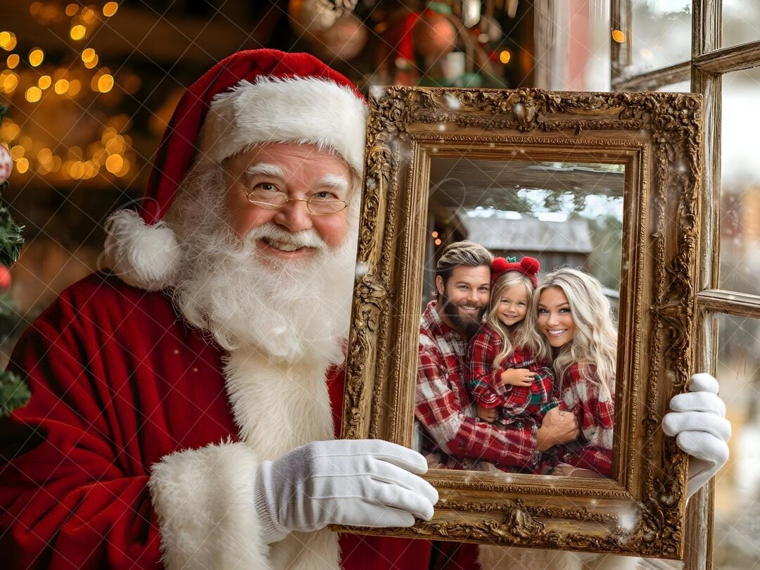 Santa Digital Template for Photoshop & Canva | Christmas Frame PNG ...
