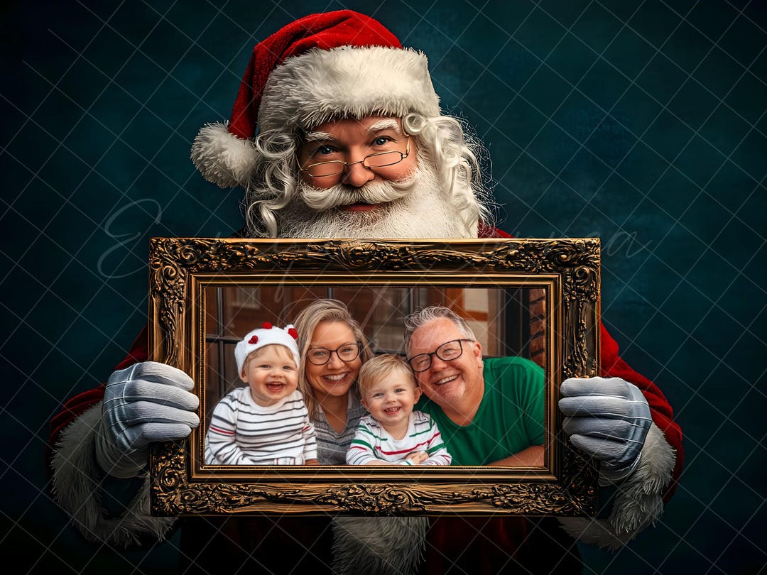 Santa Digital Template for Photoshop & Canva | Christmas Frame PNG ...