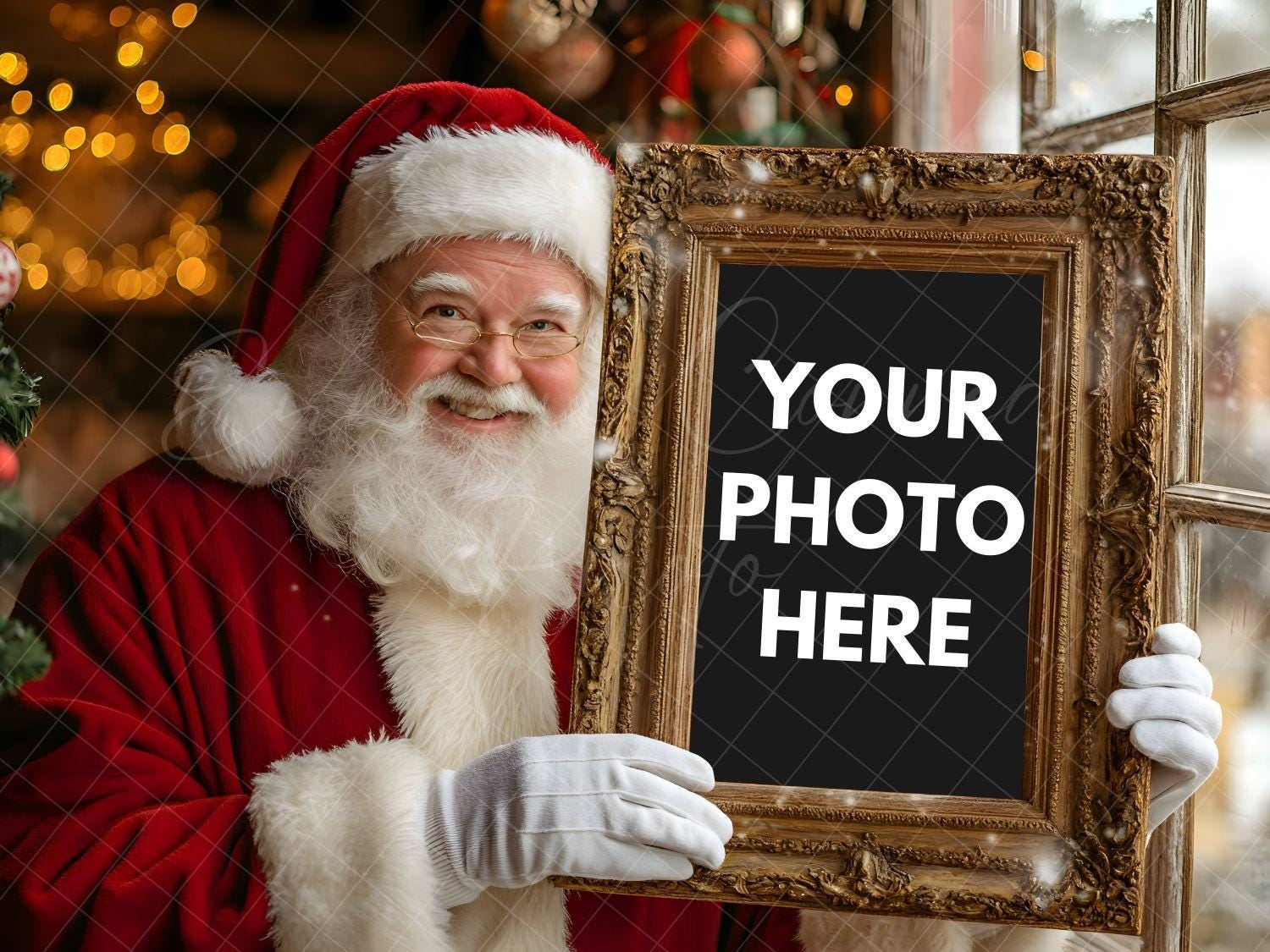 Santa Digital Template for Photoshop & Canva | Christmas Frame PNG ...