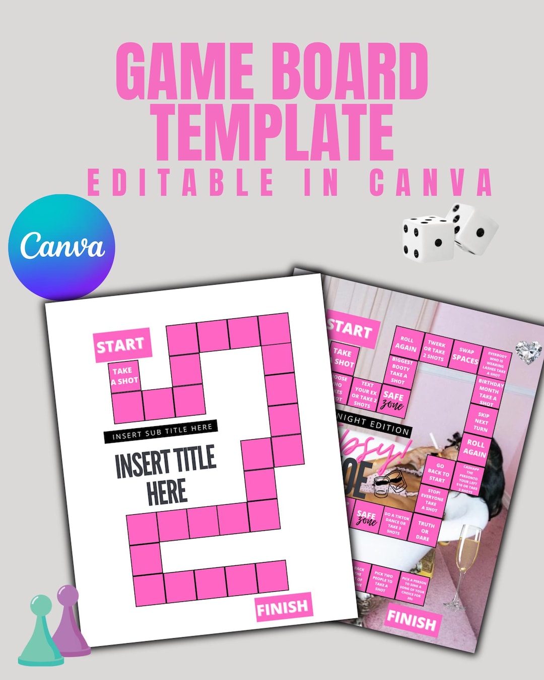 Board Game Template | Editable in Canva - Etsy Australia