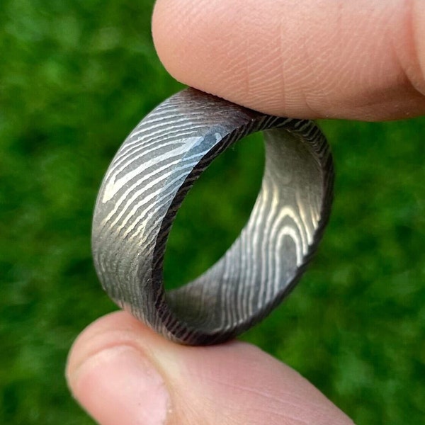 Titanium Damascus Ring - Etsy