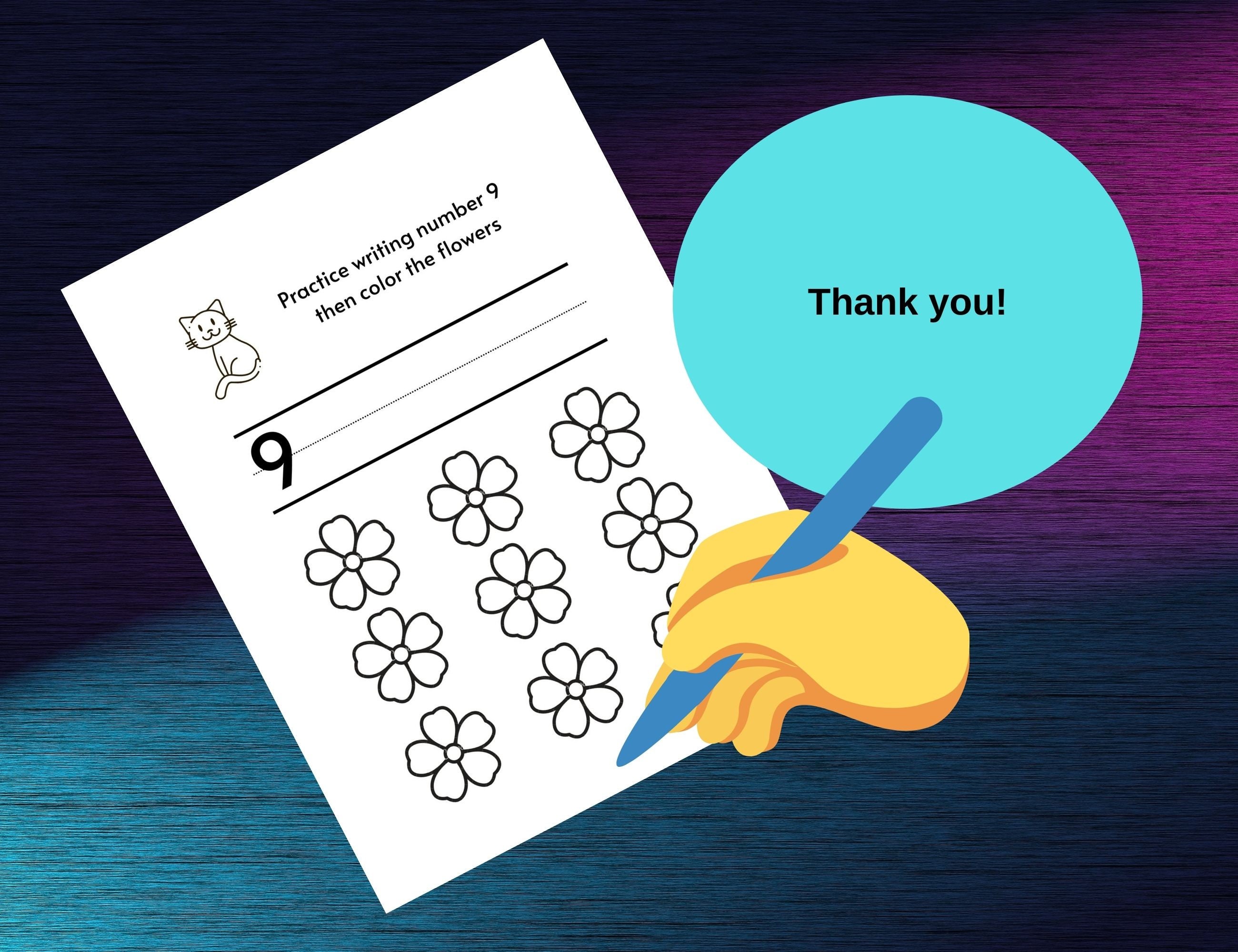 Preschool Number Writing Practice Printable / Numbers 1 Through 9 ...