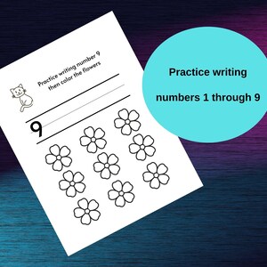 Preschool Number Writing Practice Printable / Numbers 1 Through 9 ...