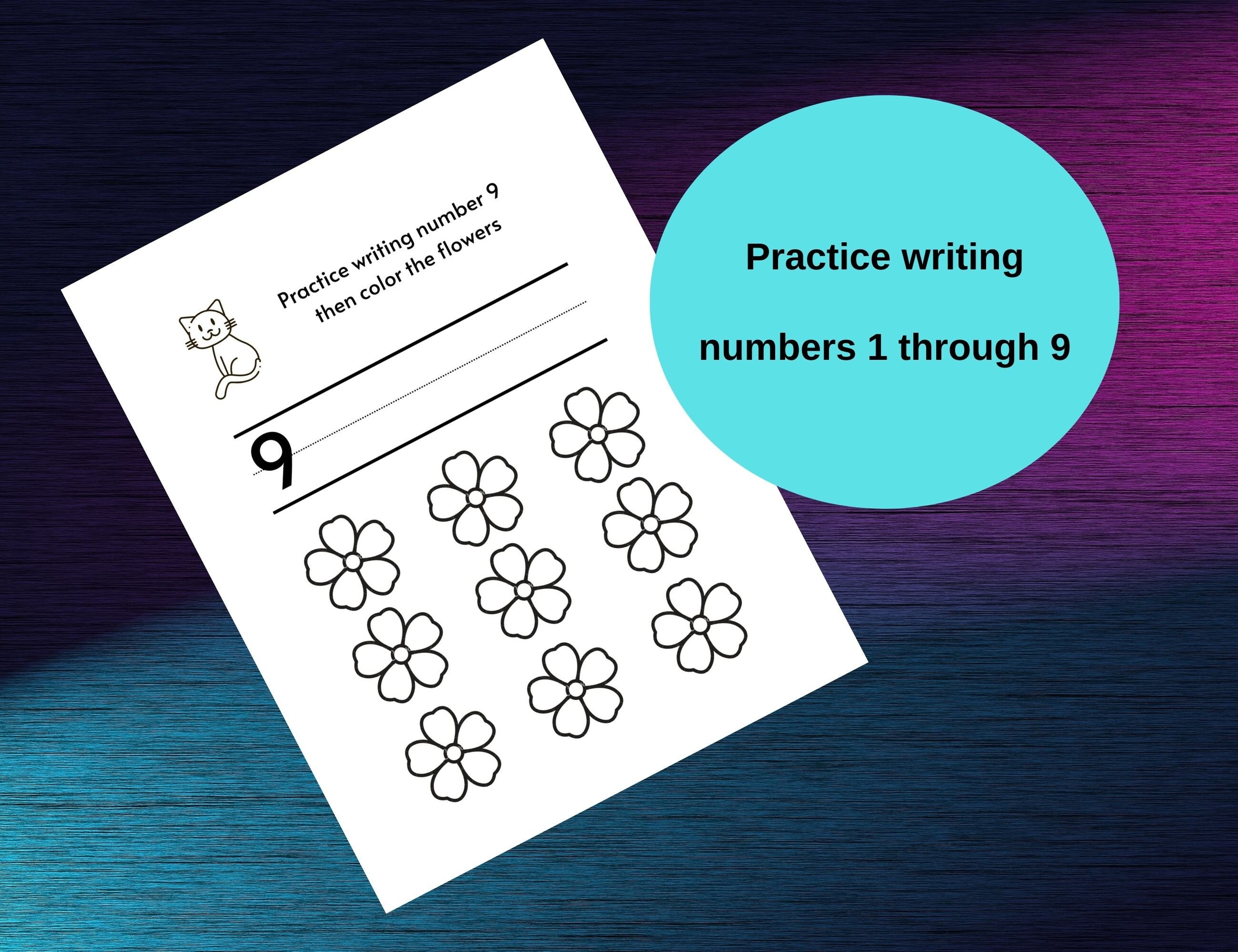 Preschool Number Writing Practice Printable / Numbers 1 Through 9 ...