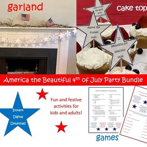 4th of July - America the Beautiful - Party Bundle, With Garland, Cake ...