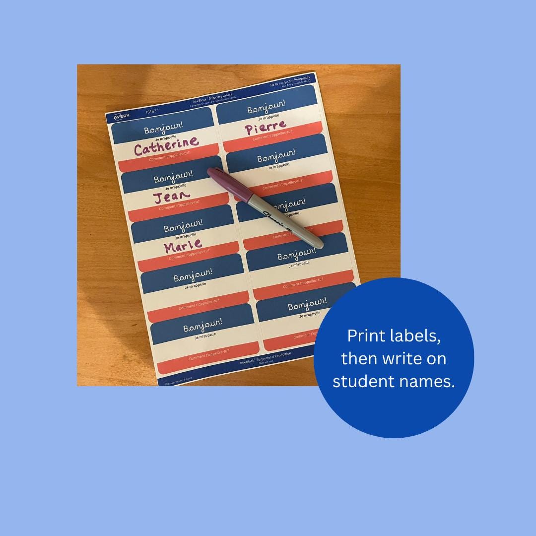 Bonjour! French Name Tags (printable) - Etsy
