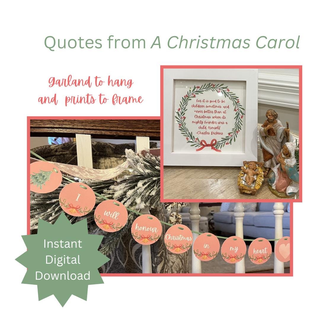 Quotes From A Christmas Carol - Garland and Prints - Etsy
